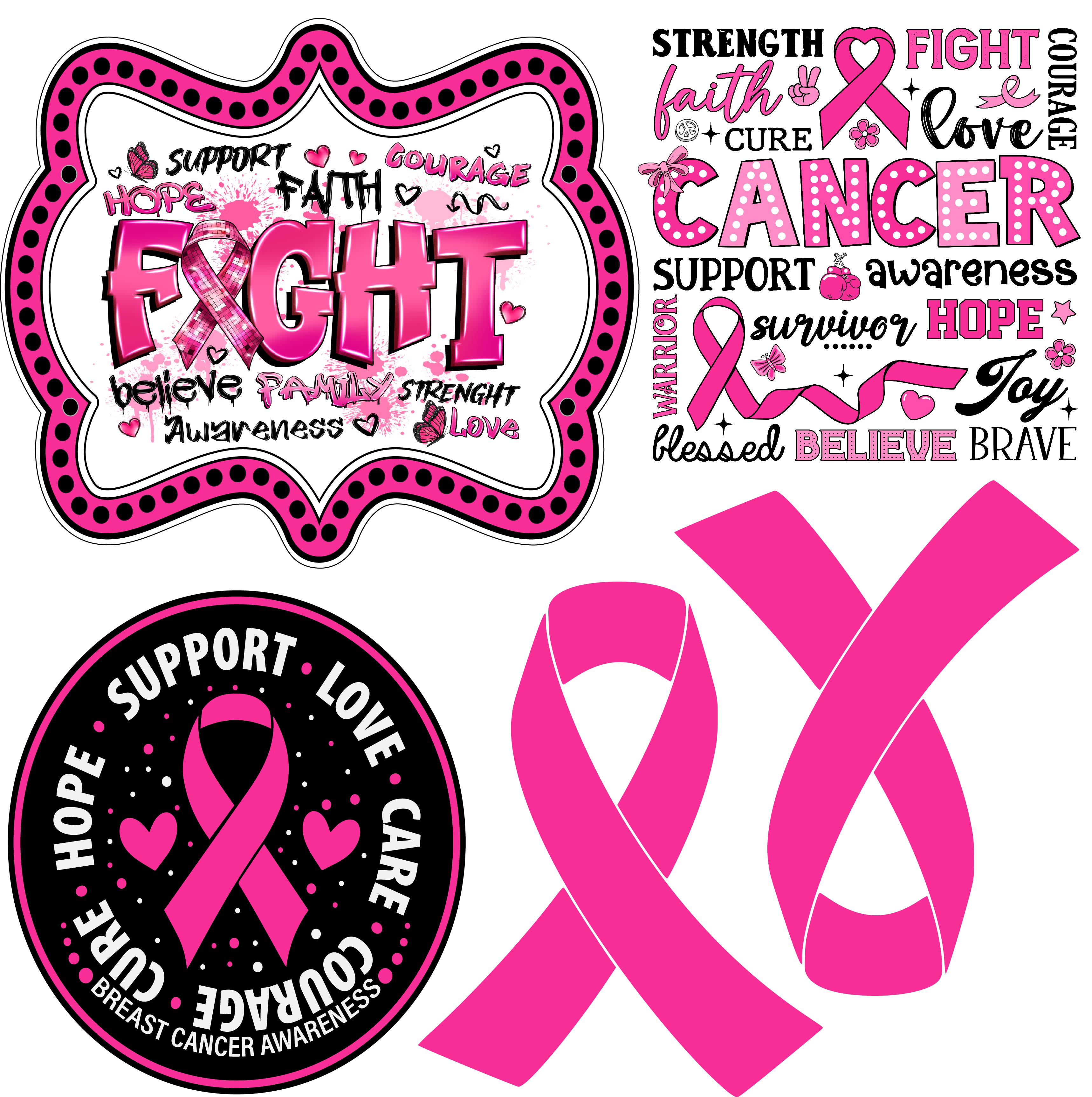 Breast Cancer Pink Set 2 Half Sheet Misc. (Must Purchase 2 Half sheets ...