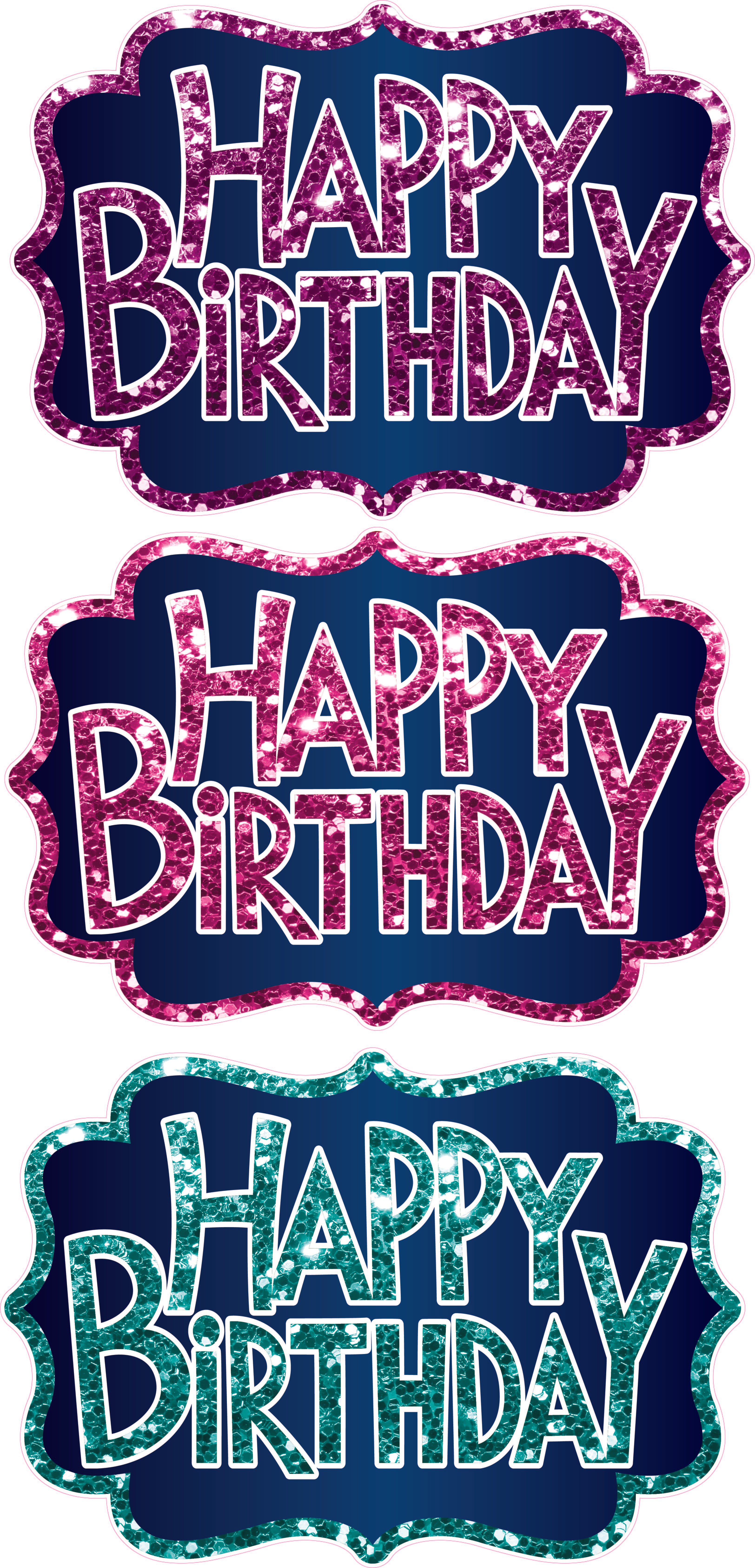 Happy Birthday Showpieces x 3 Set 4 – Yippee Yay! Yard Cards