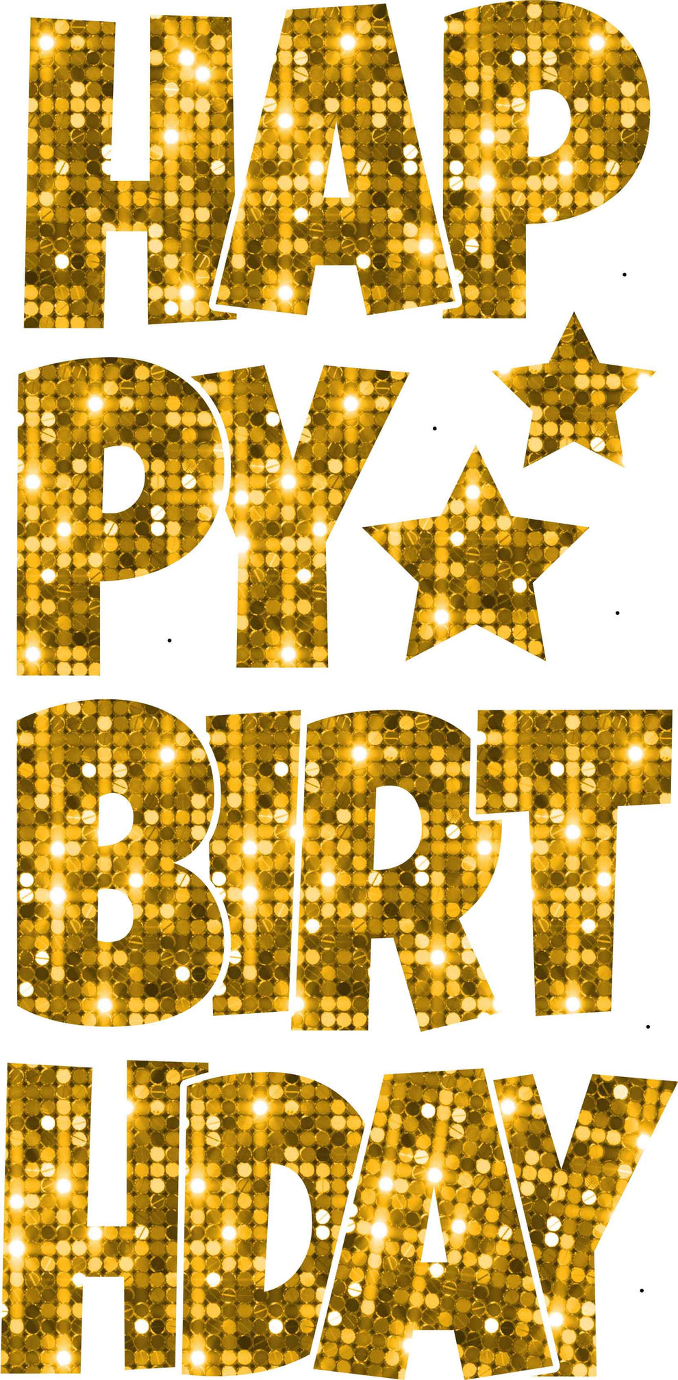 Happy Birthday 6 Pc EZ Set Sparkle Sequins Gold – Yippee Yay! Yard Cards